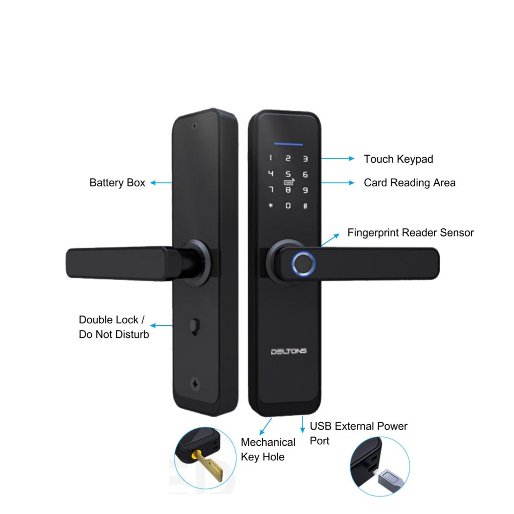 DX4 Smart Door Lock with Fingerprint PIN and Card - Deltons Smart Tech